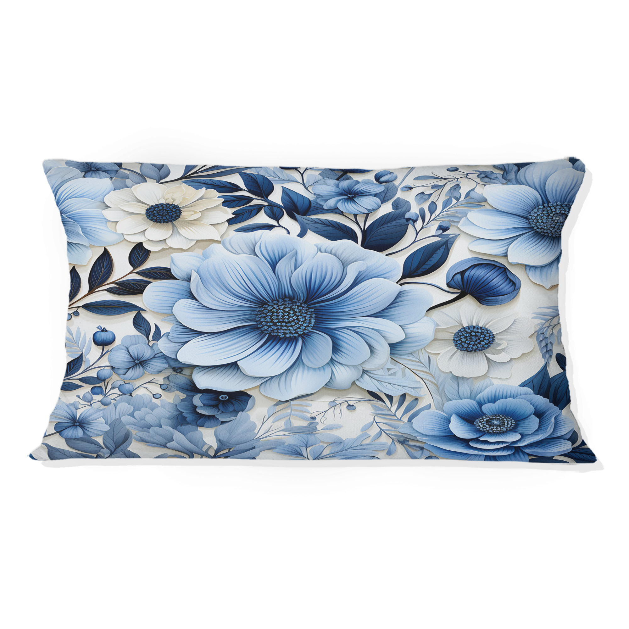 Design Art Blue Watercolor Eccentric Floral Pattern II - Floral Printed ...