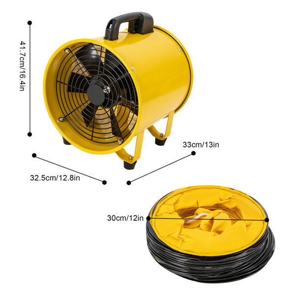 SUNYOU 520W 12" Utility Blower Fan Ventilator Ventilation Fan Fume ...