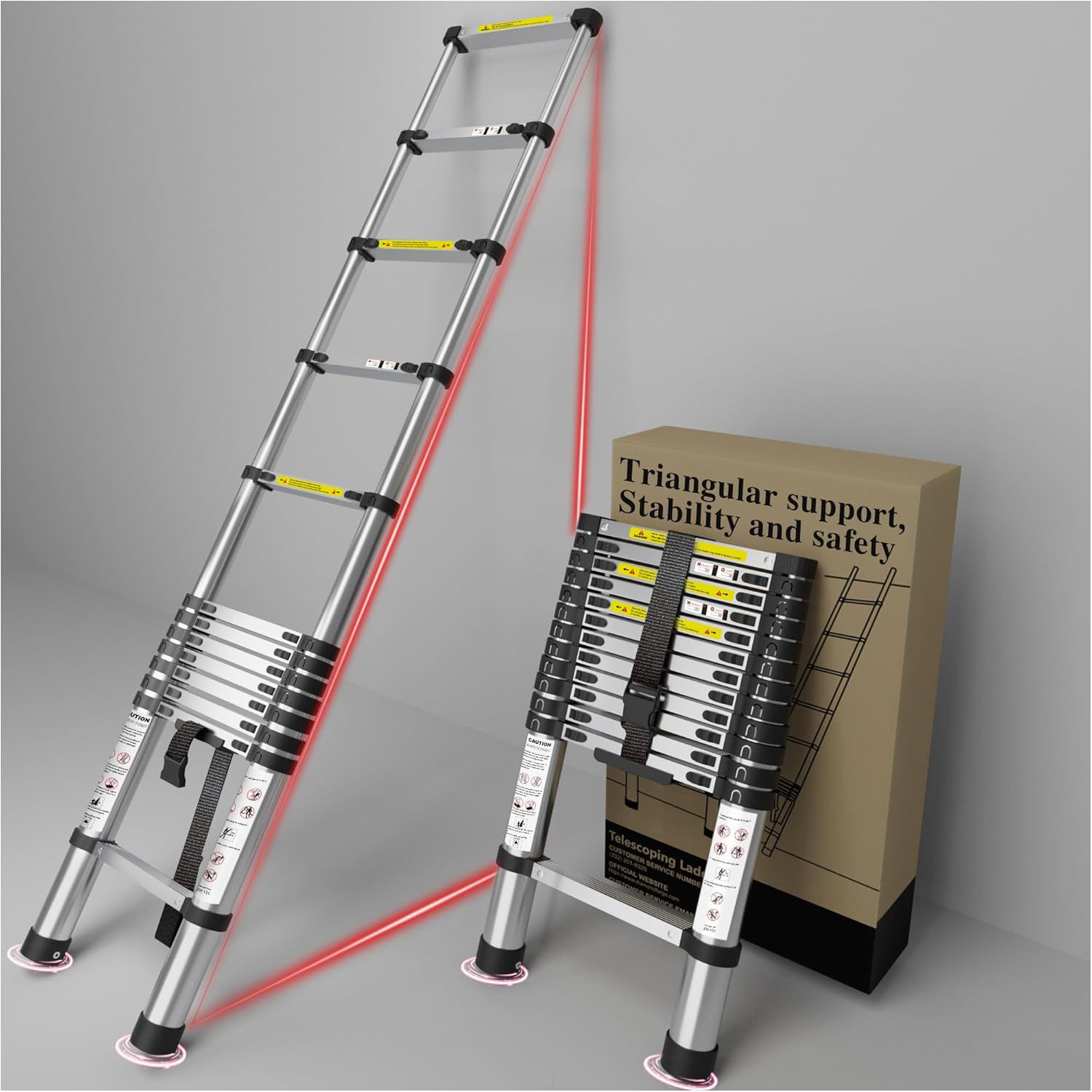 Brayden Studio® Telescoping Ladder Extension Telescopic Collapsible - 12.5 FT Rv Telescope ...