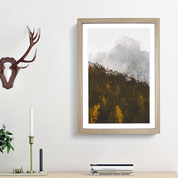 East Urban Home Half Mountain Half Forest in Abstract - Picture Frame ...