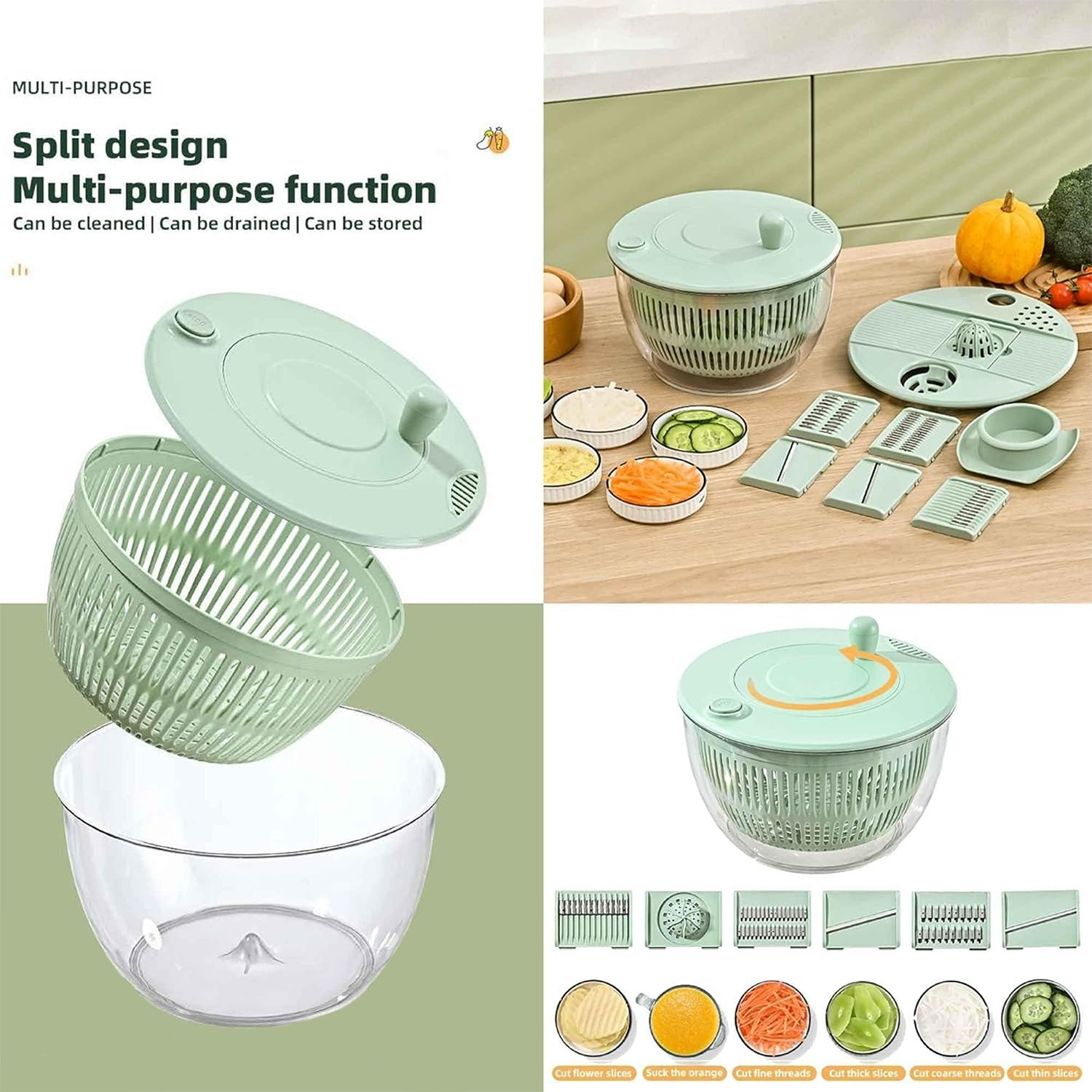Debracat Salad Spinner With Lid Wash Dehydrate Six Blades - Wayfair Canada