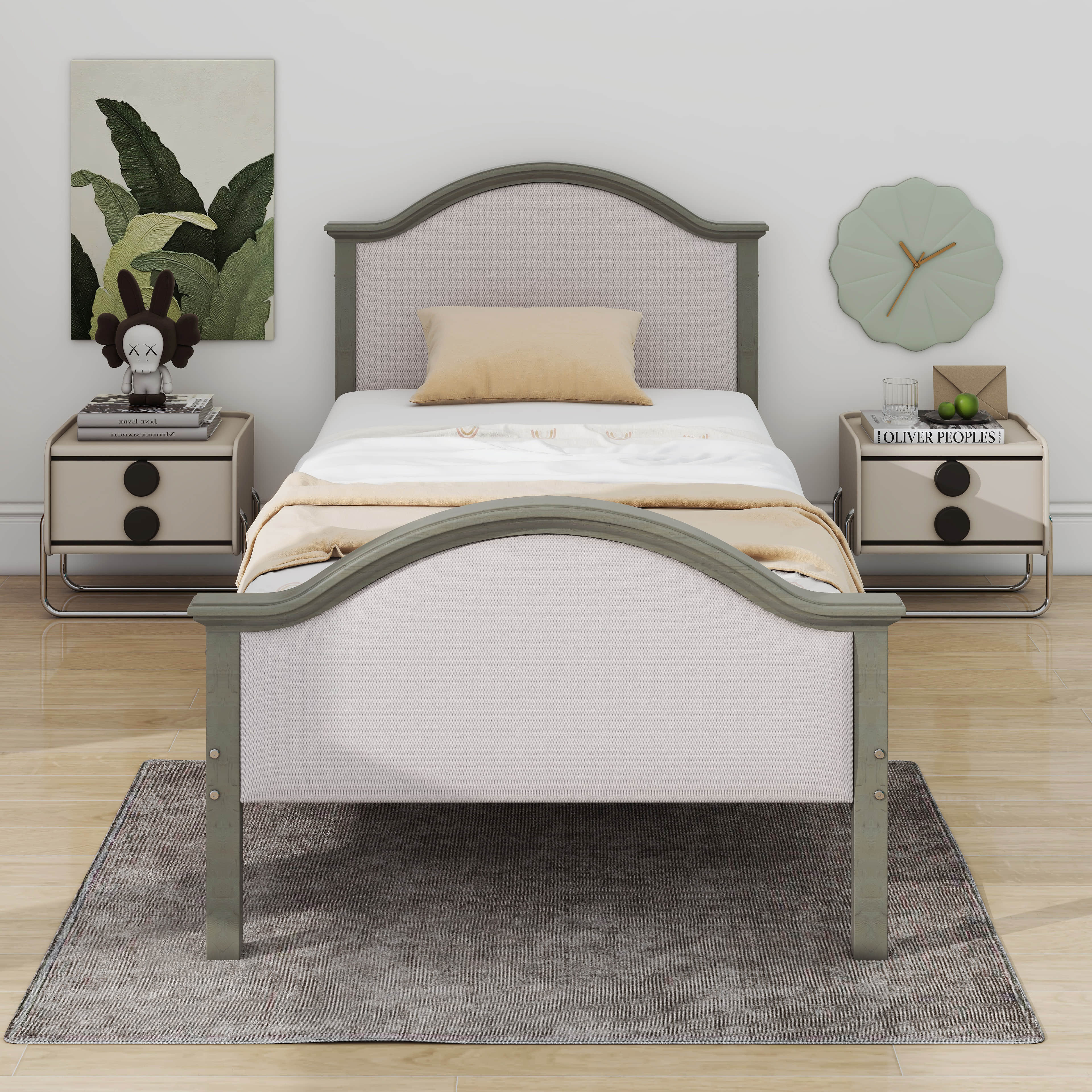 Winston Porter Sherman Twin Size Upholstered Bed Frame With Headboard ...