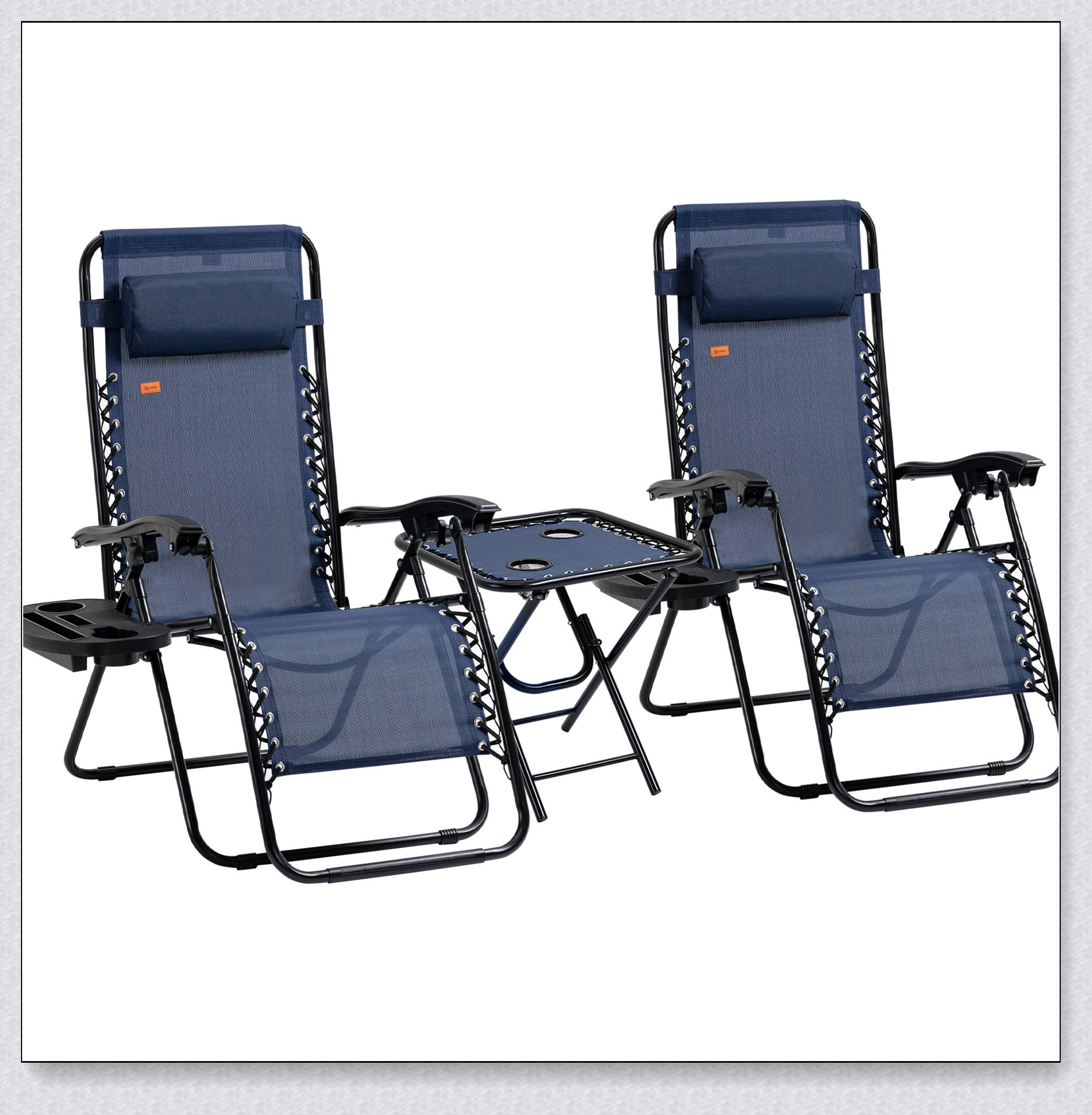 Highland Dunes Outsunny Zero Gravity Chair Set with Side Table, Folding ...