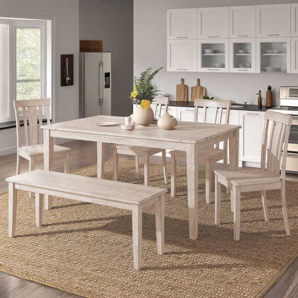 Lark Manor Alexa-Mae 6 - Person Solid Wood Top Four Leg Dining Set ...
