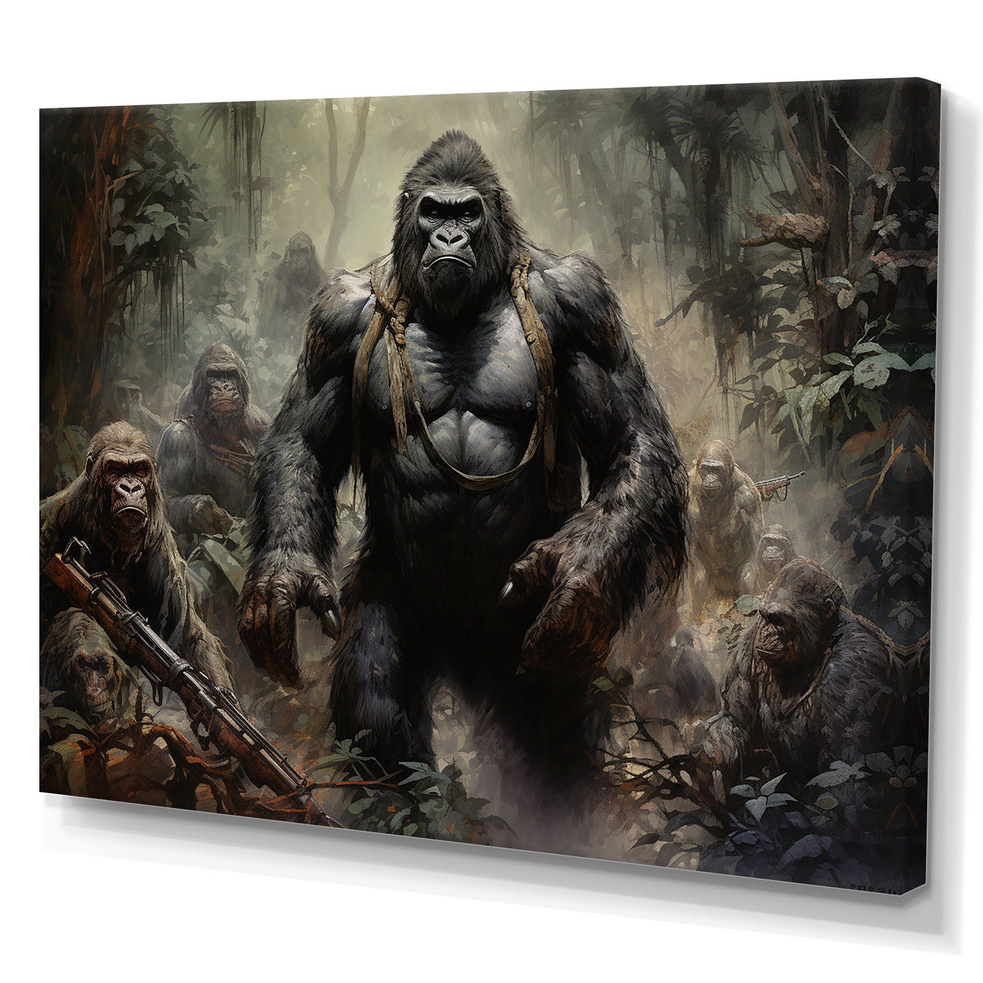 Bungalow Rose Gorilla Soldier Jungle Journey - Gorilla Wall Art Prints ...
