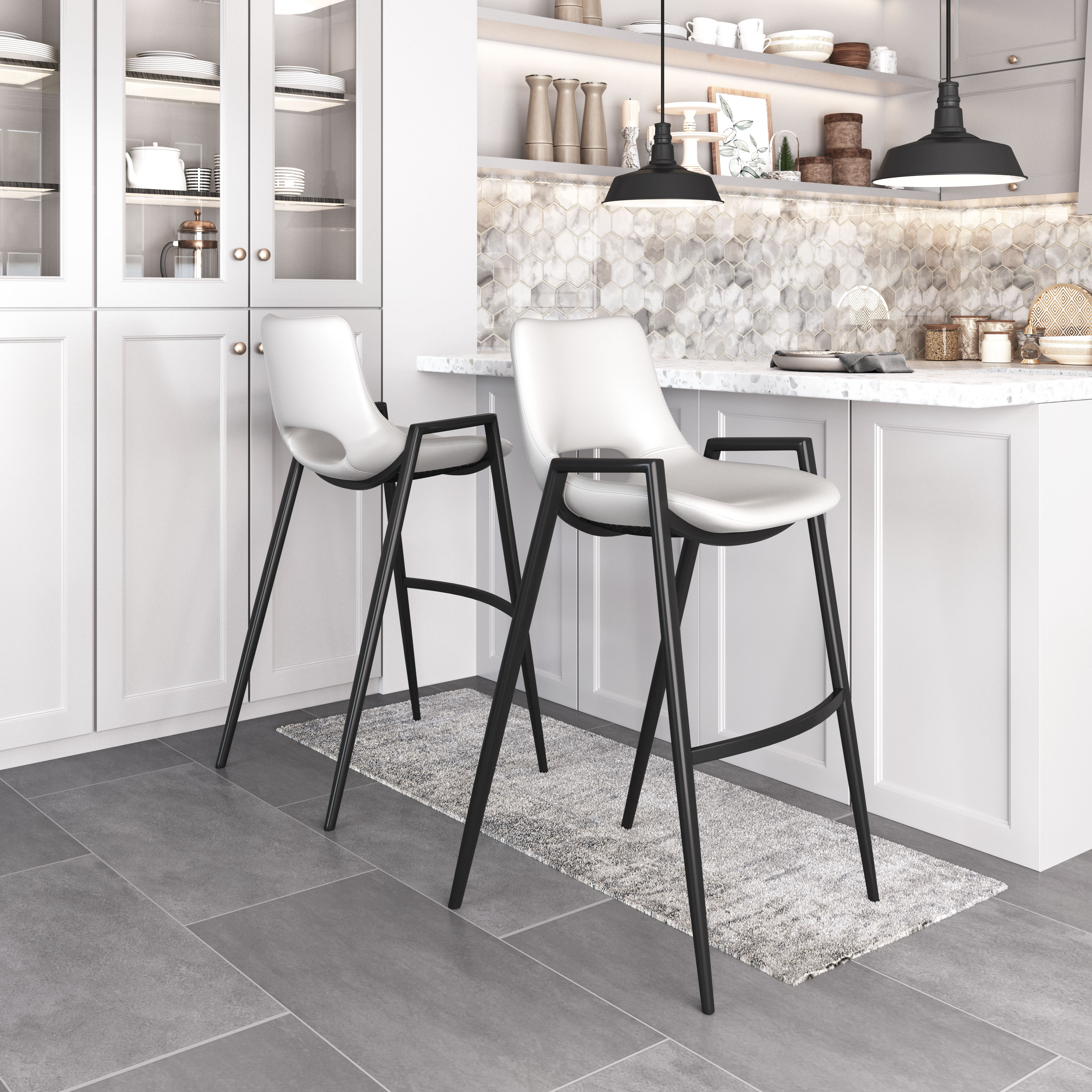 Everly Quinn Mozella Desi Barstool (Set Of 2) Azure Gray | Wayfair