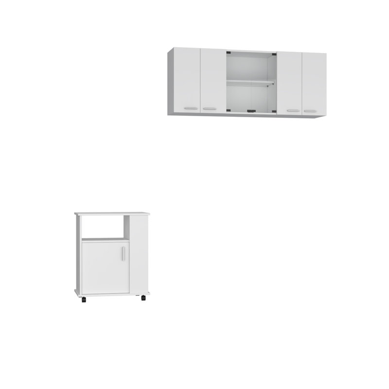 KIHO Venango 2 Piece Kitchen Set, Pantry Cabinet + Wall Cabinet, White ...