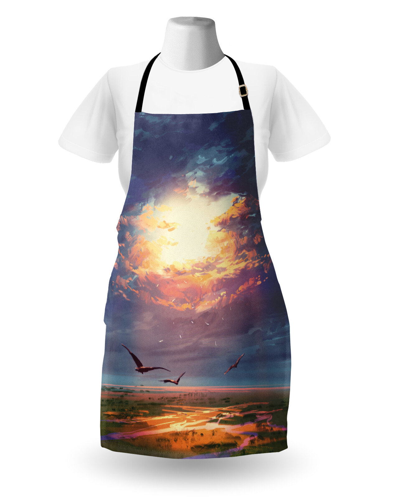 East Urban Home Landscape Apron Unisex, Beaming Sun Clouds, Adult Size ...