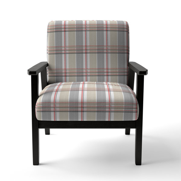 Hokku Designs Cream Checked Tartan - Upholstered Patterned Accent Arm ...