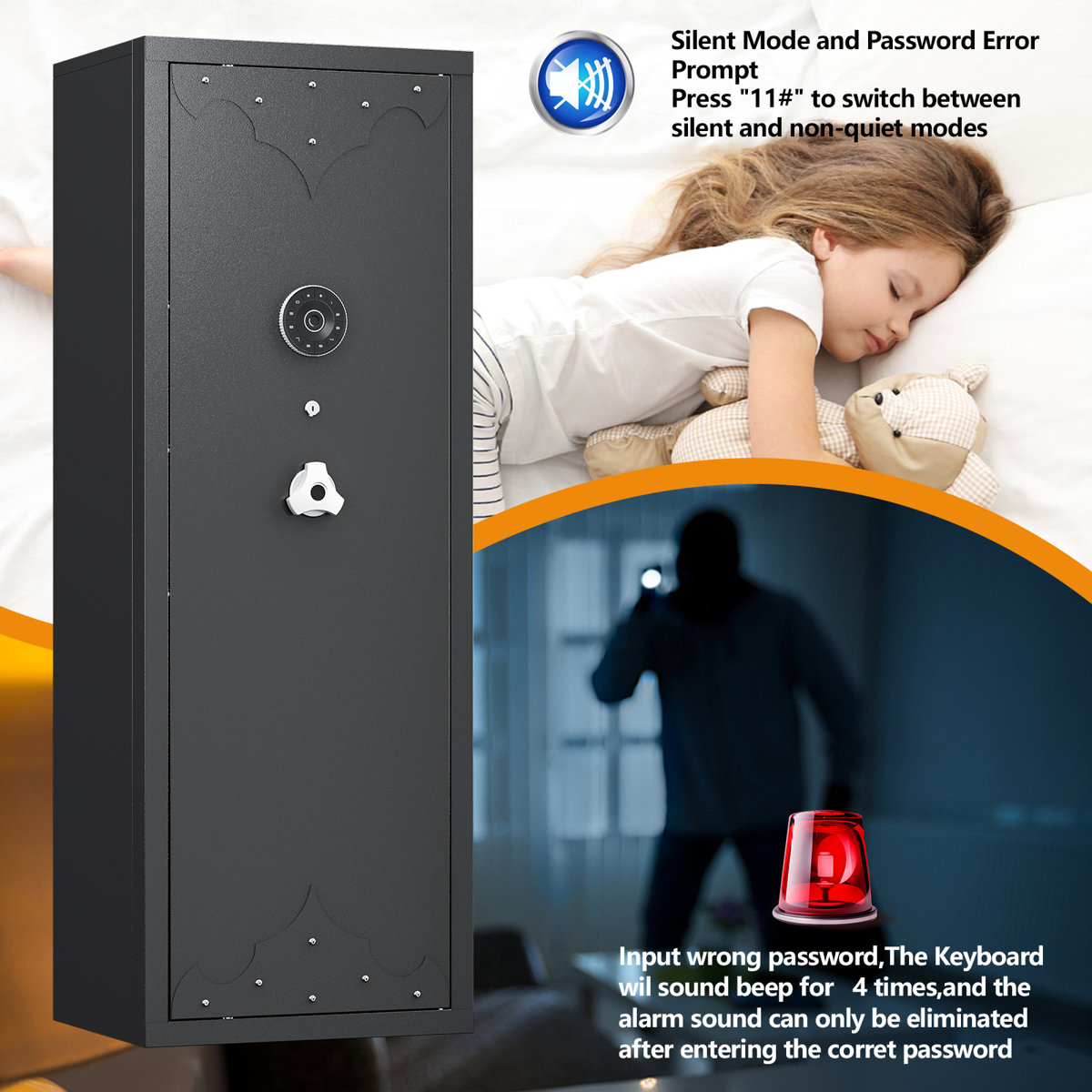 Kaer 10-14 Gun Safe,Rifle Gun Safe for Shotguns,Gun Safe for Home Rifle ...