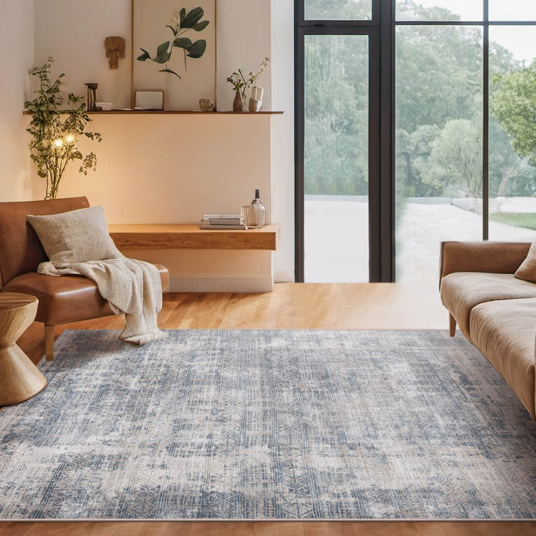 Wrought Studio Leyat Washable Abstract Rug Ombre Distressed Non Slip ...