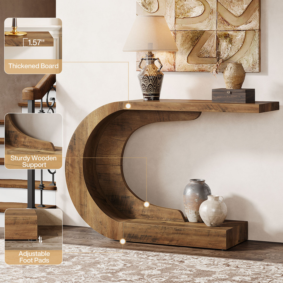 Millwood Pines Console Wolbach de 43,3 po de style Wolbach et ...