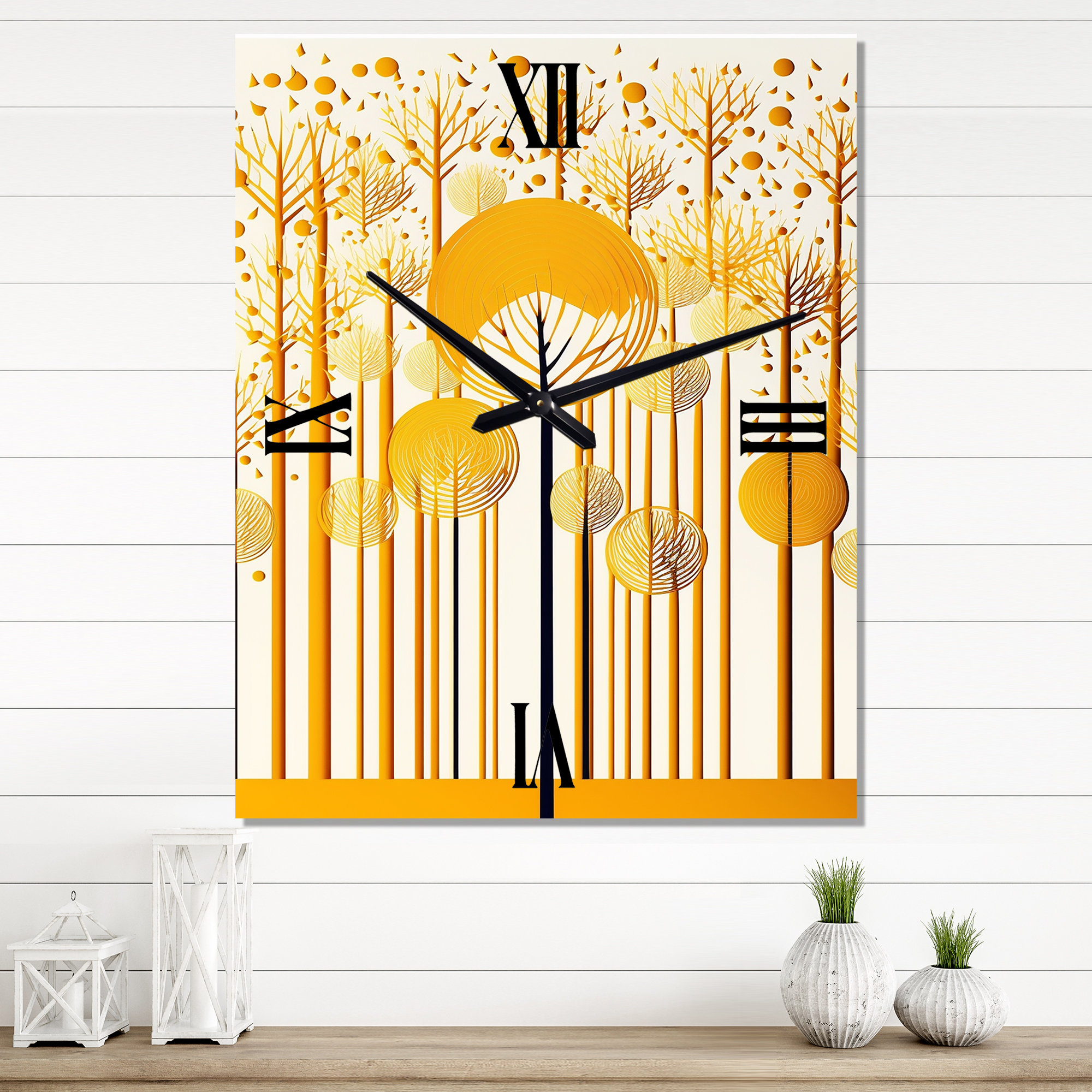Ivy Bronx Abstract Yellow Forest Minimal Art - Landscape Trees Wall ...
