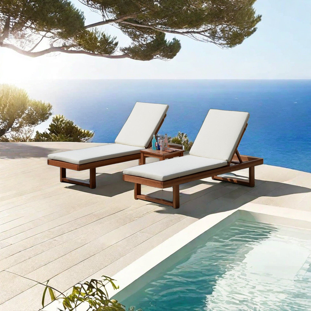 Elegant Home Furnishings.s Folding Wooden Lounge Chair with Adjustable ...