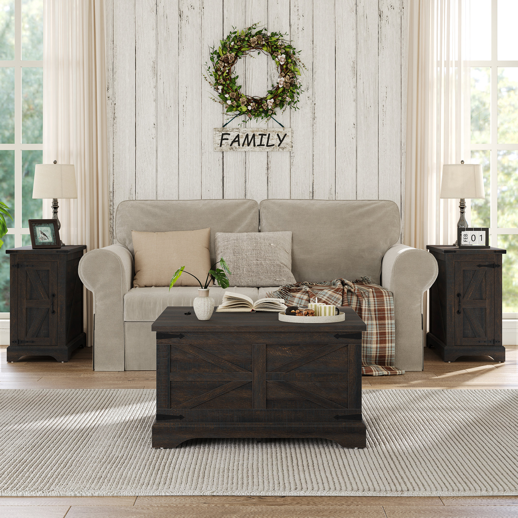 Gracie Oaks Jareal Coffee Table,Farmhouse Lift Top Coffee Table,Square ...