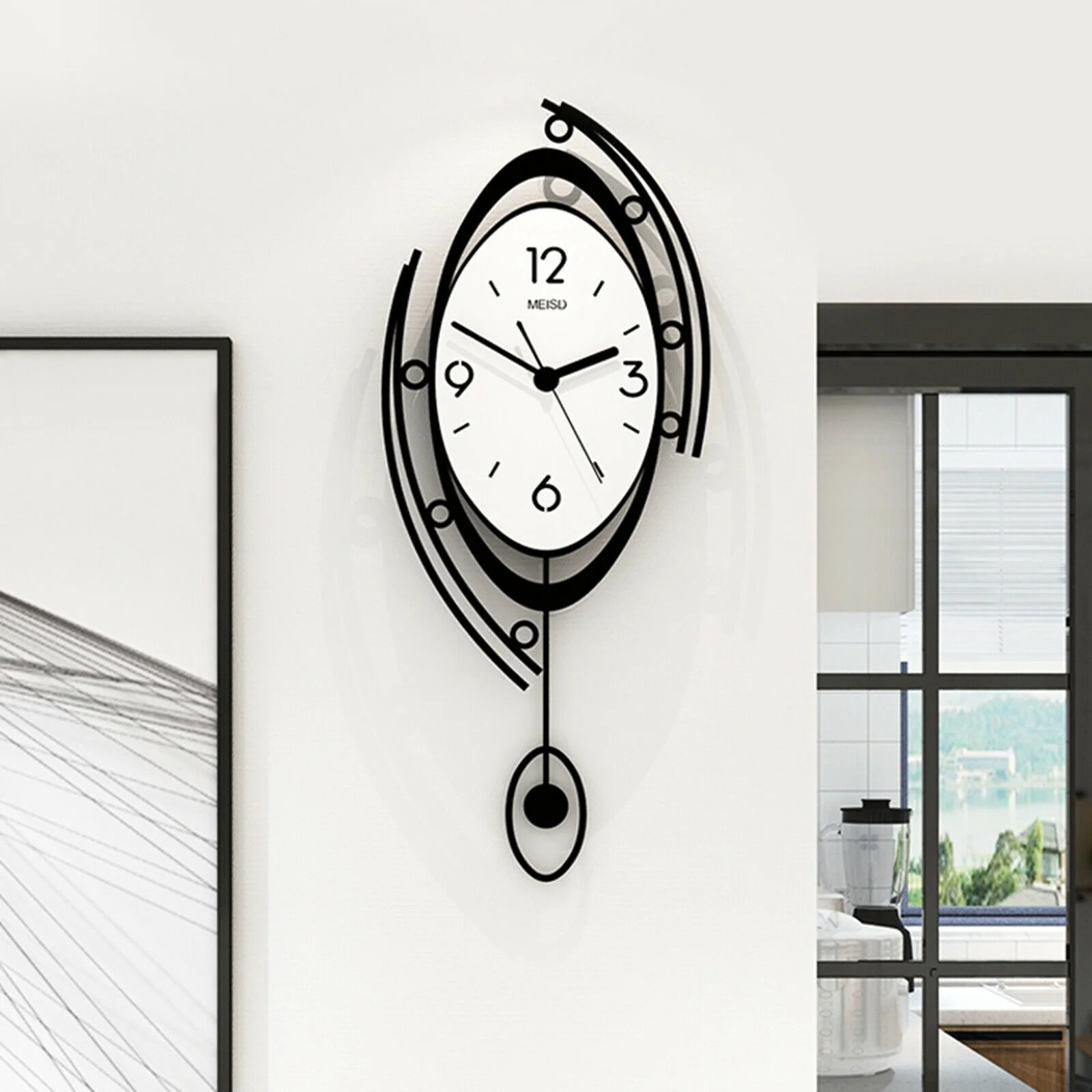 Wrought Studio™ Nordic Large Wall Clock 3D Creative Clocks Wall Silent ...