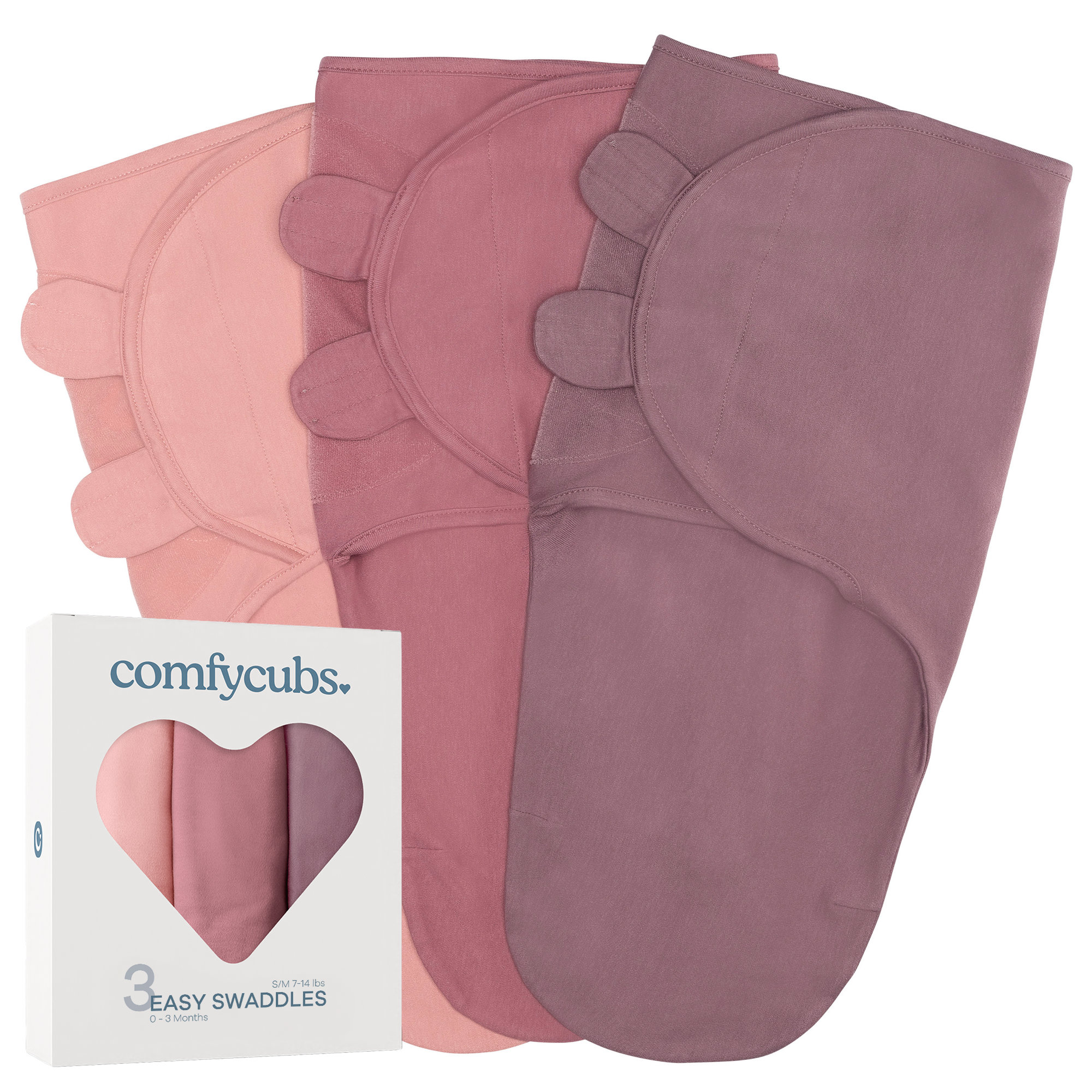 Comfy Cubs Swaddle Blanket Baby Girl Boy Easy Adjustable 3 Pack Infant ...