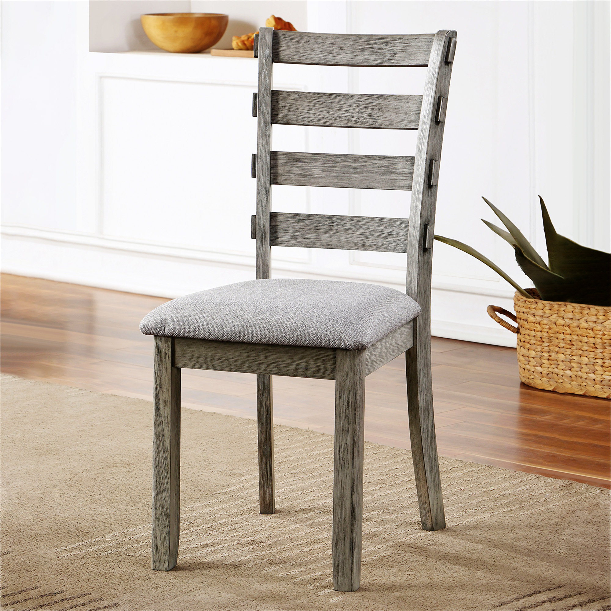 Lark Manor™ Dining Table 4X Side Chairs Bench 6Pcs Dining Set Grey ...