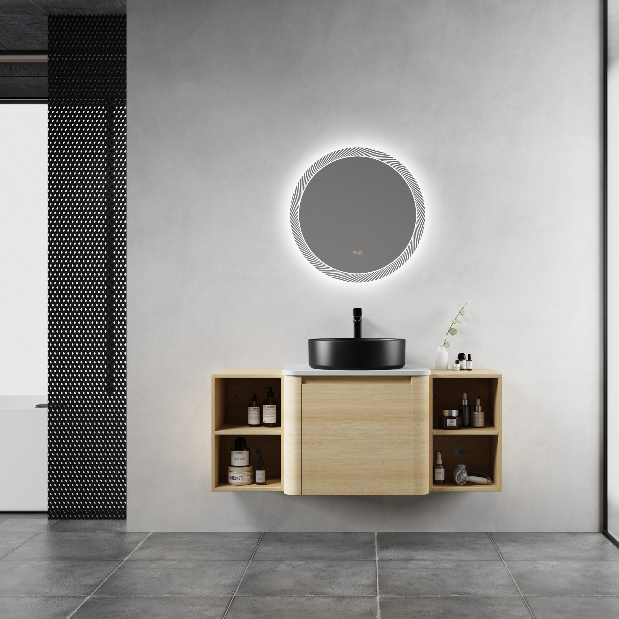 George Oliver 48'' Wall-Mounted Bathroom Vanity With Ceramic Art Sink ...