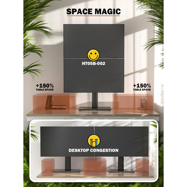 Inbox Zero Dual Monitor Stand - Vertical Stack Screen Free-Standing ...