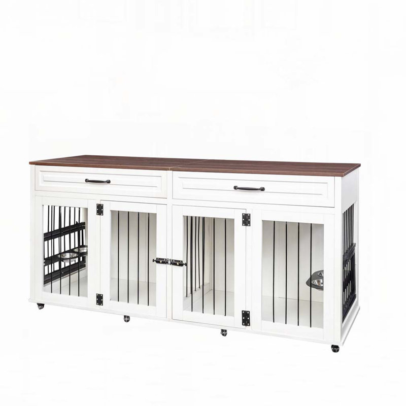 Tucker Murphy Pet™ Wooden Dog Crate Table with Wheel | Wayfair