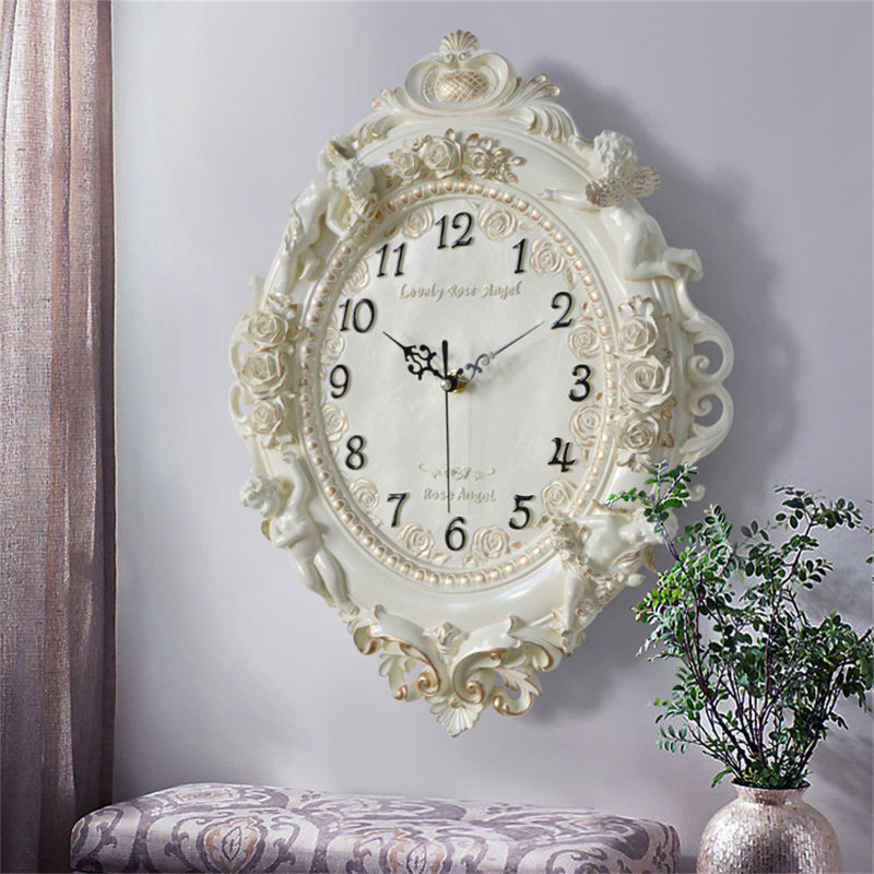 Ophelia & Co. European Angel Wall Clock, Resin Art Decorative Timepiece ...