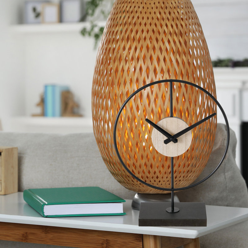 Ebern Designs Mid Century Modern Tabletop Clock in Black & Reviews ...