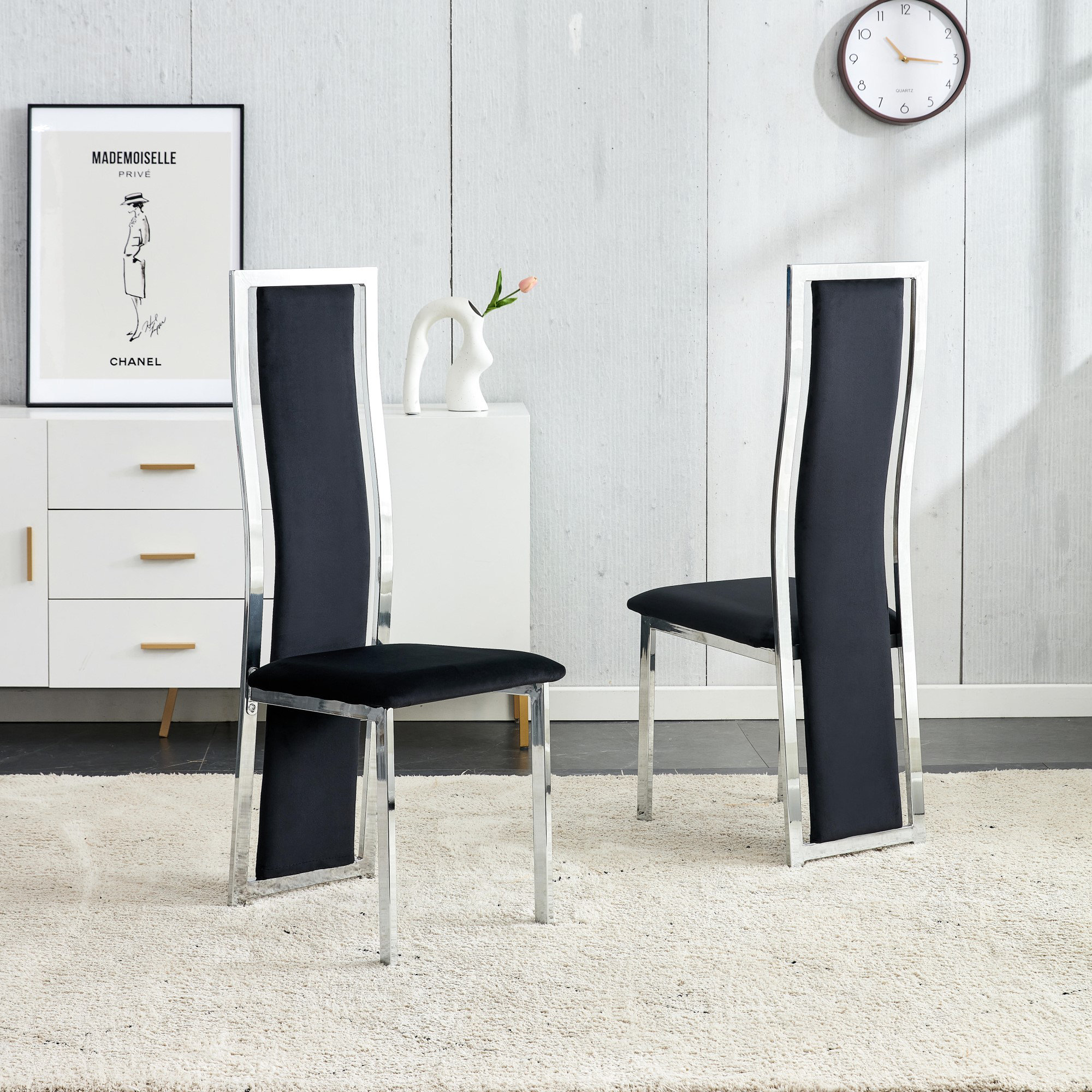 Latitude Run® Hargett Arondell Luxury Velvet Upholstered Dining Chairs ...