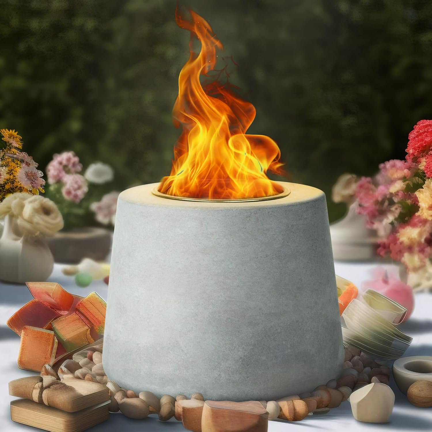 Wrought Studio™ Tabletop Fire Pit Indoor Concrete Personal Table Top ...