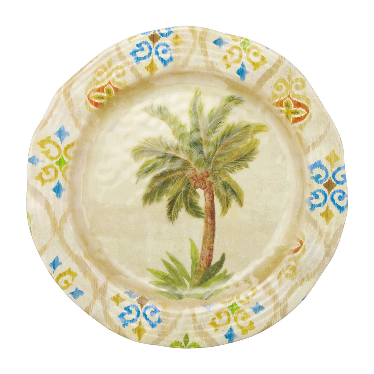 Bayou Breeze Ikat Palm 18 Piece Melamine Dinnerware Set Plate and Bowl ...