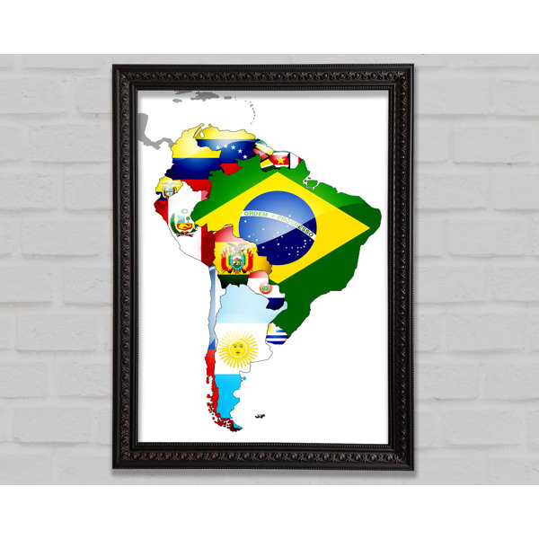 Bright Star South America Flag Map - Single Picture Frame Art Prints ...
