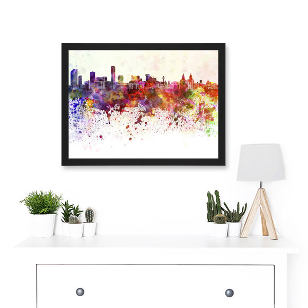 17 Stories Painting Cityscape Liverpool Skyline Paint Splash - Single ...