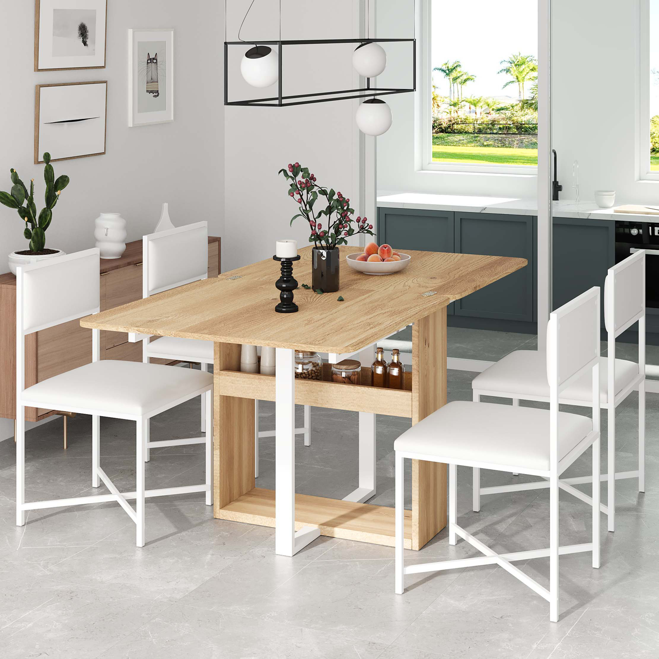 Latitude Run® Modern Compact 5-Piece Extendable Dining Table Set ...