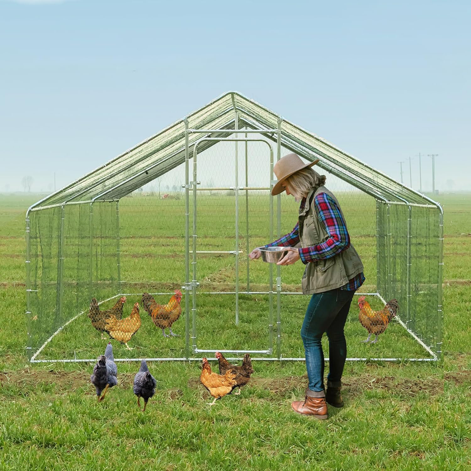 Tucker Murphy Pet™ Alena Mental Chicken Run Coop, Walk-In Poultry Cage ...