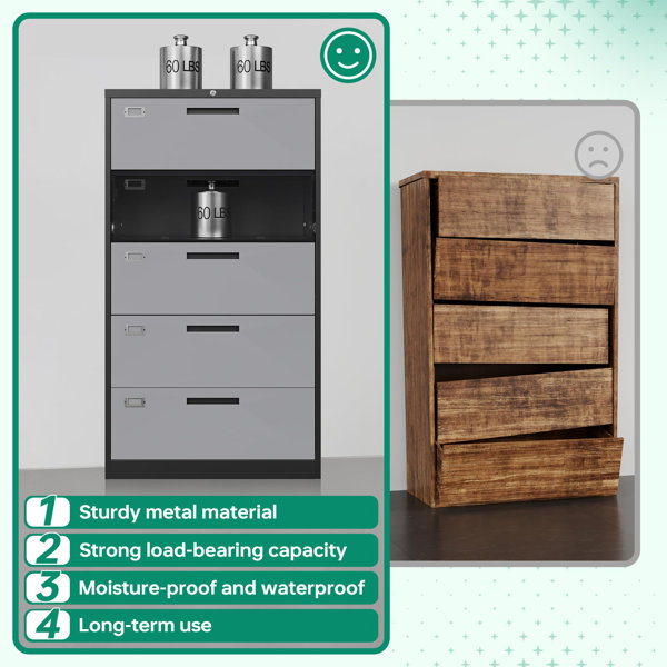 Inbox Zero Izack 5-Drawer Vertical Filing Cabinet & Reviews | Wayfair