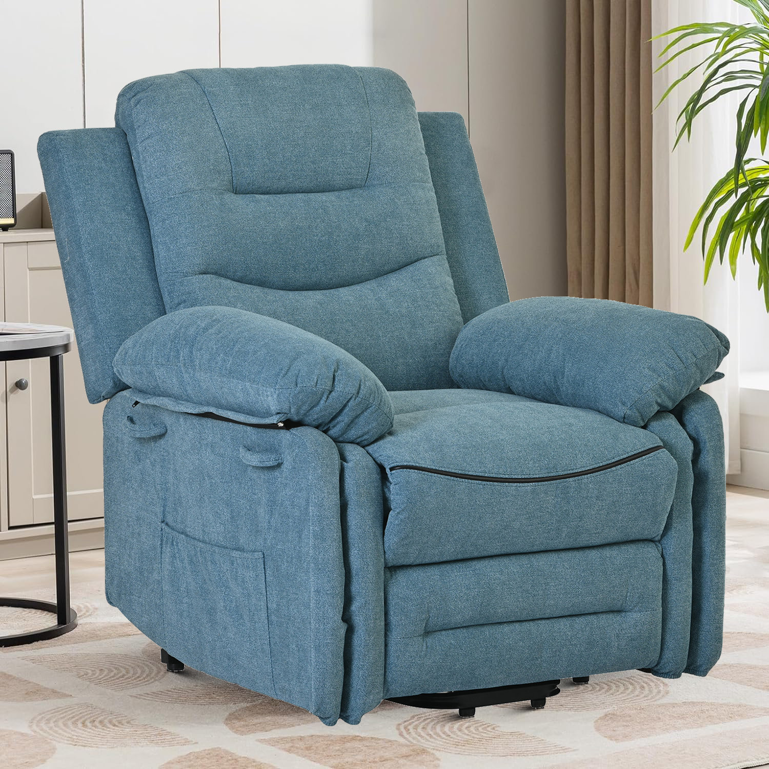 Latitude Run® Marsue Linen Upholstered Lift Assist Power Recliner with ...