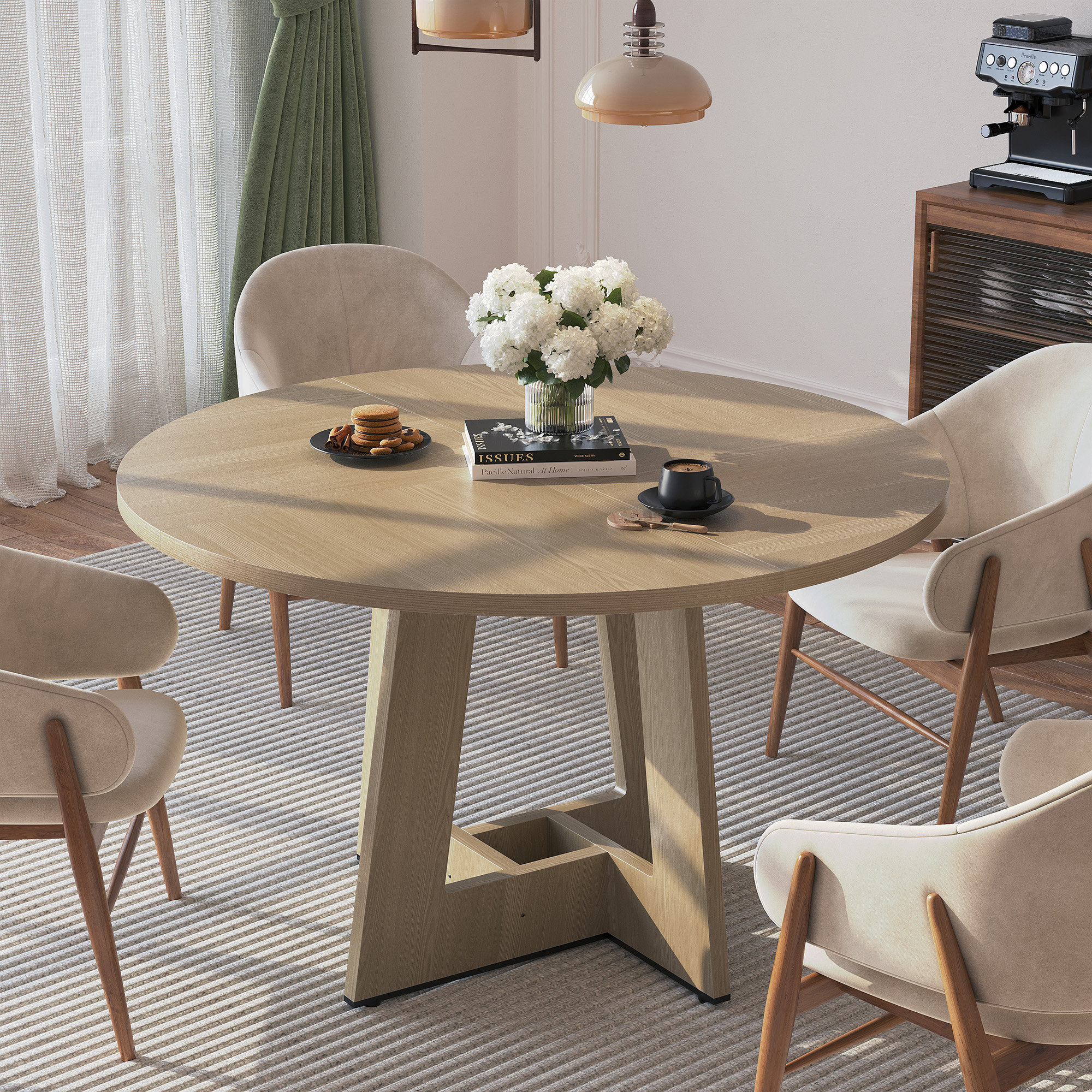 Gracie Oaks Farmhouse 47'' Round Dining Table for 4 - 6 people, Wooden ...