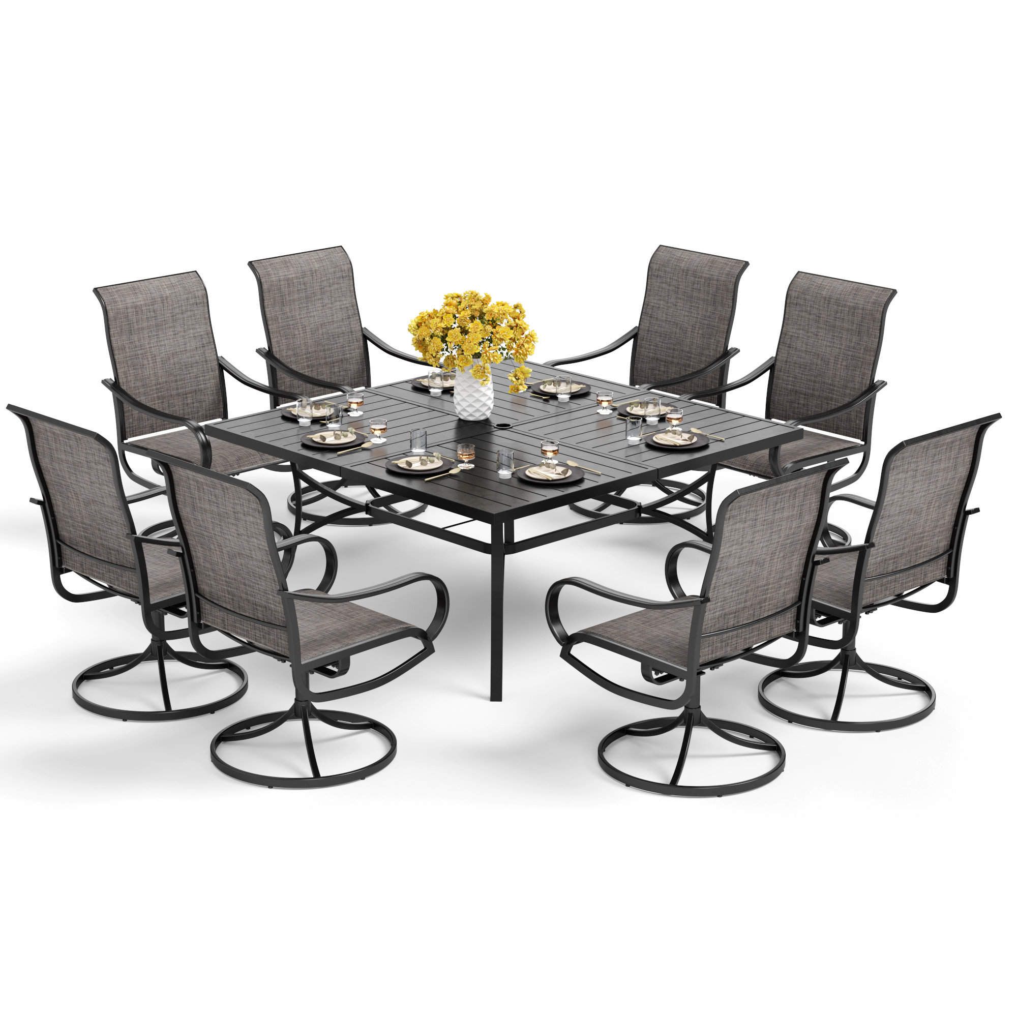 Alphamarts Square 8 - Person 60" Long Dining Set | Wayfair