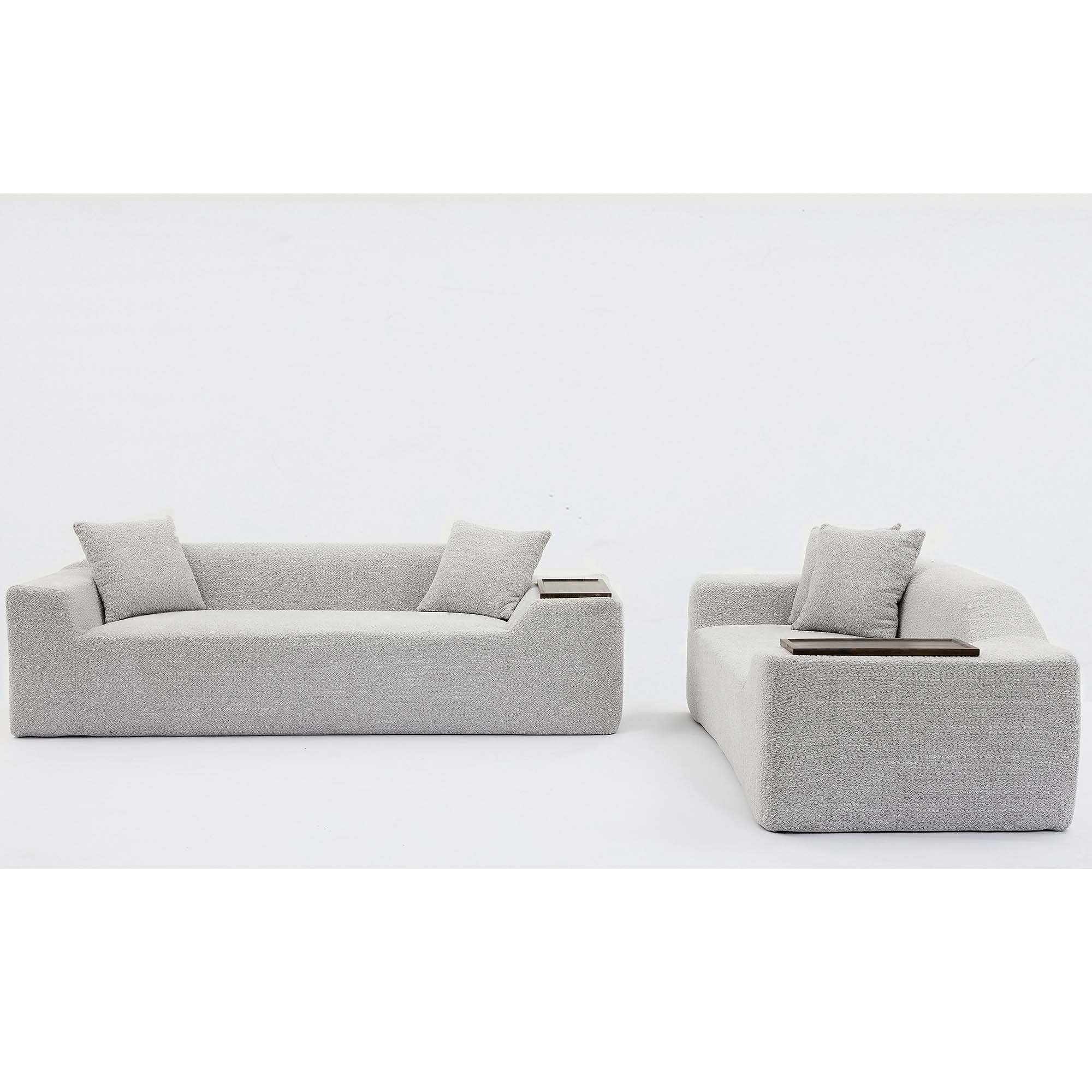 Brayden Studio Modern Two-Piece Boucle Sofa Set for Living Room ...