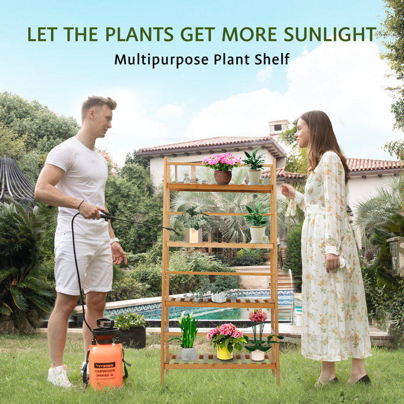 Wade Logan® Arvile Rectangular Multi-Tiered Solid Wood Plant Stand ...