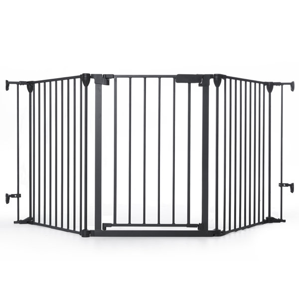 Toocapro 33" - 80" Wide Metal Safety Gate Baby Gates Fireplace Fence 3 ...