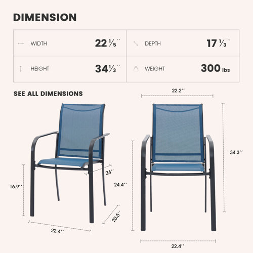 Blue Patio Dining Chairs You'll Love | Wayfair