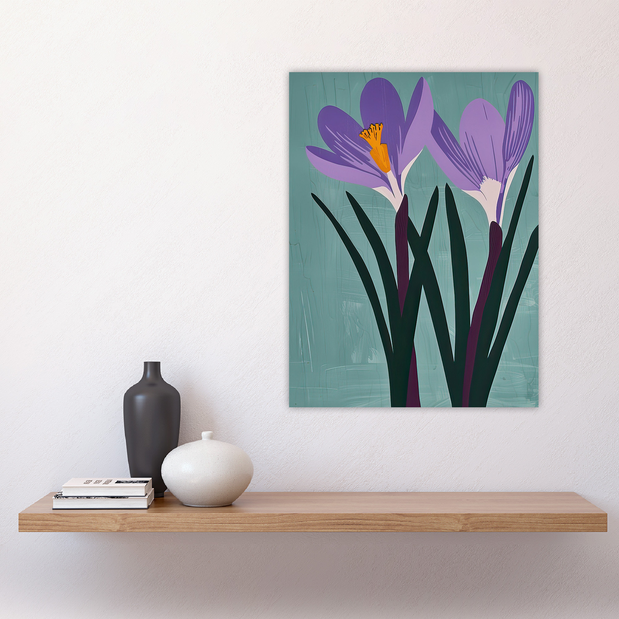 Lark Manor Two Crocus Flowers Painting Simple Floral Wall Art Print ...