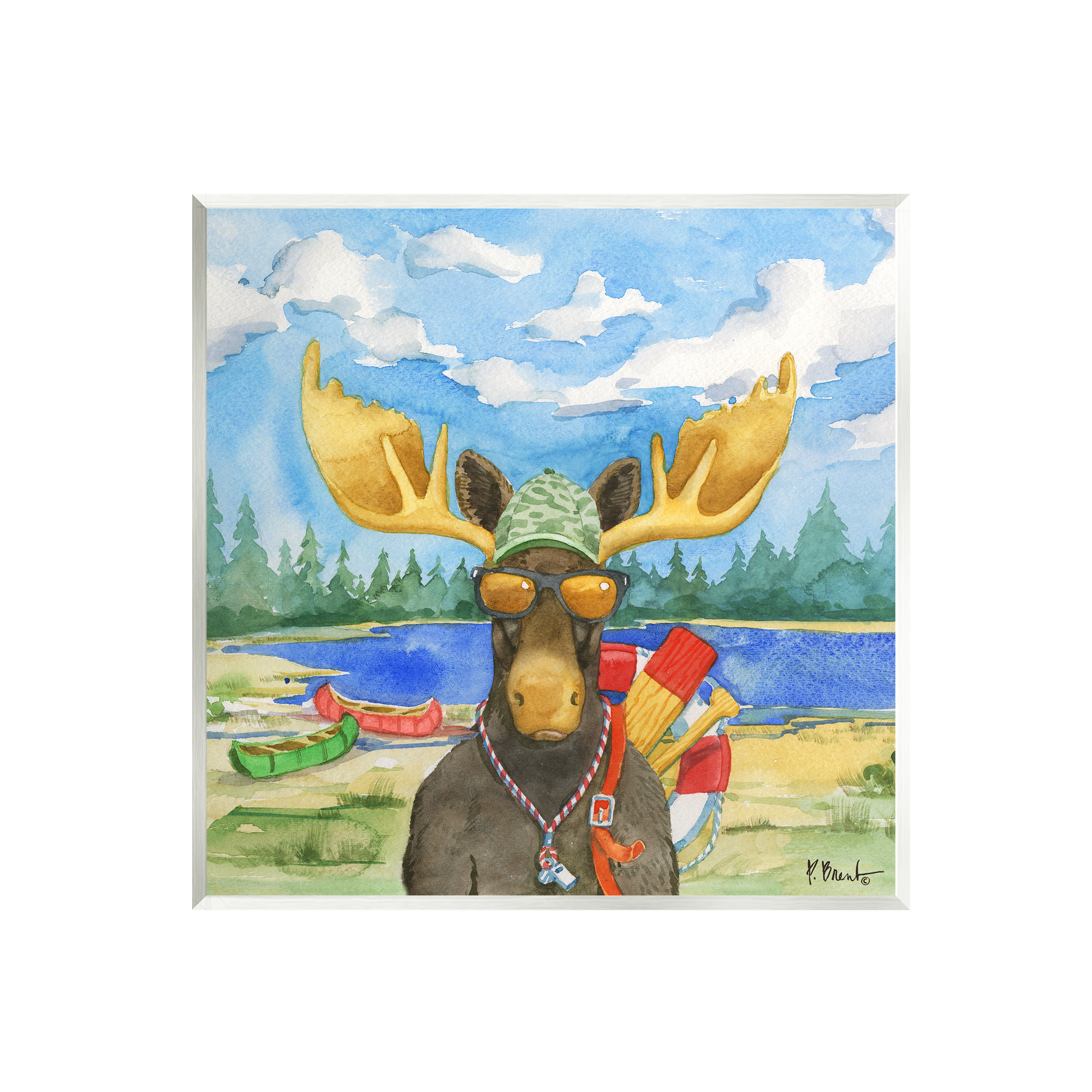 Stupell Industries Happy Camper Life Guard Moose Wall Plaque Art By ...