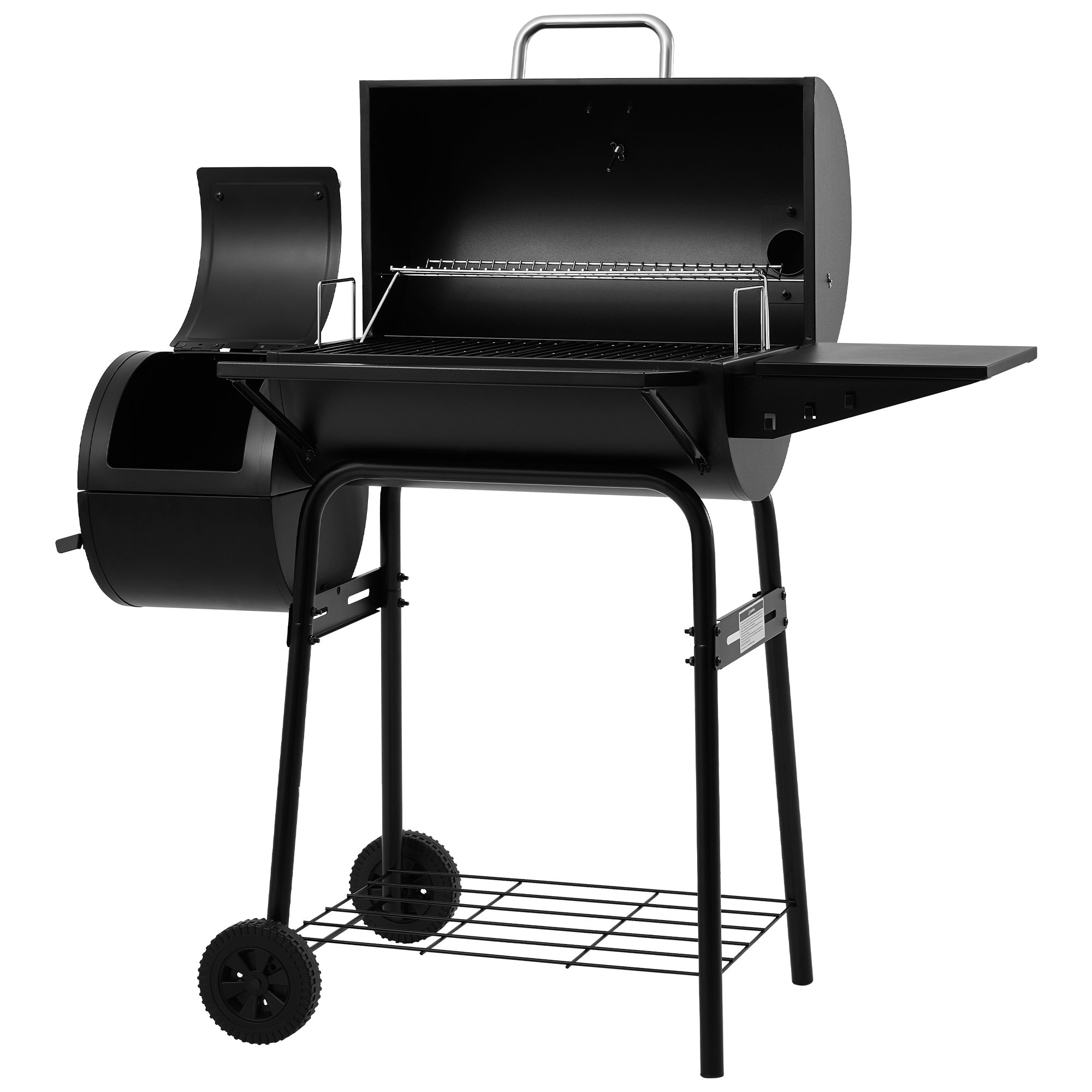 Royal Gourmet Barrel Charcoal Grill With Offset Smoker, Black | Wayfair