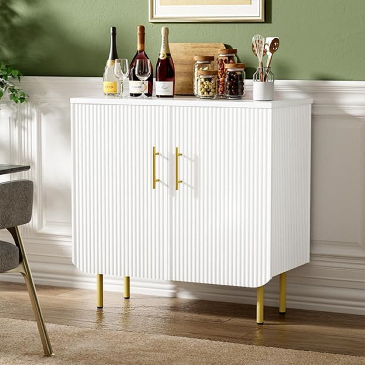 Mercer41 2 Doors Modern Storage Cabinet With Adjustable Shelves And ...