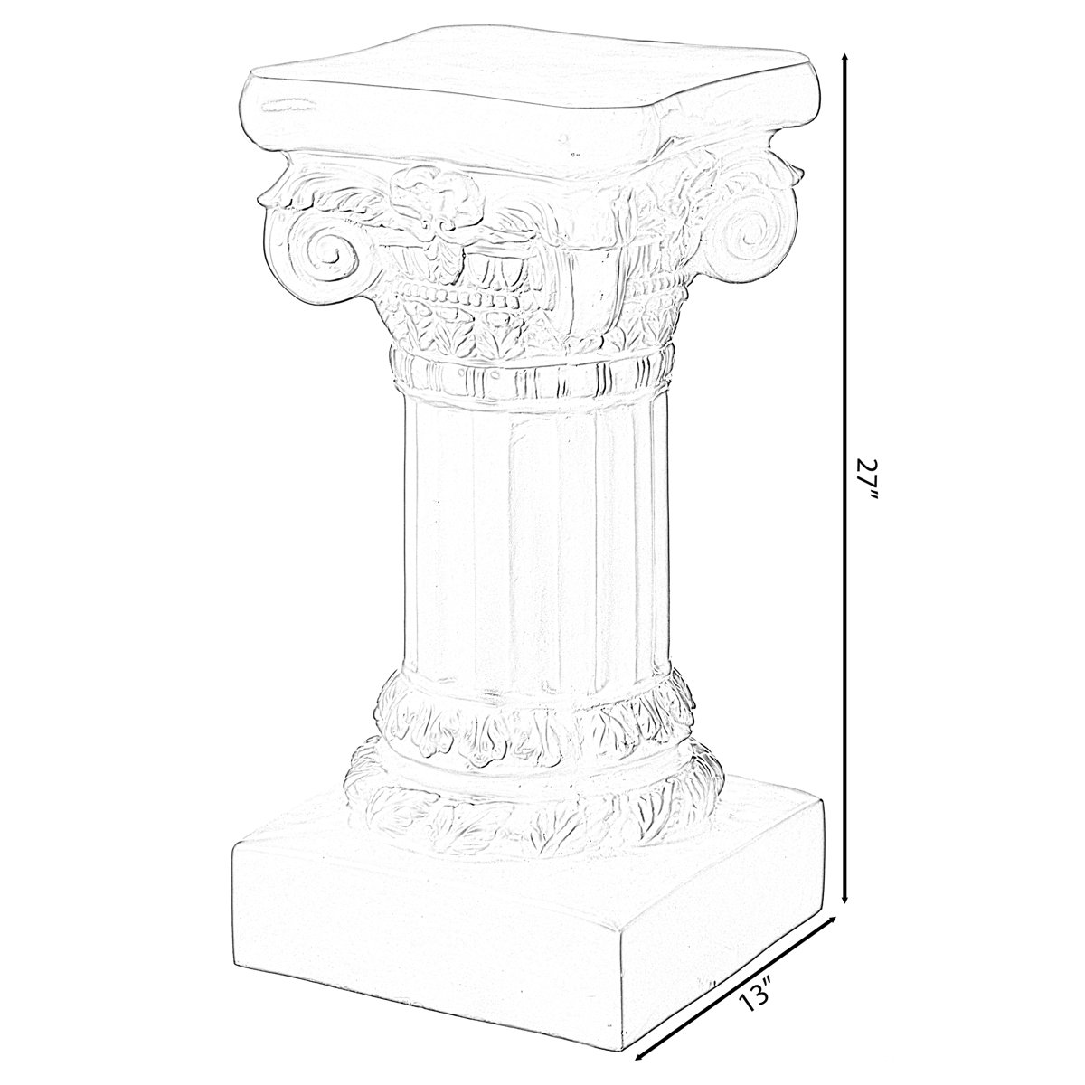 Uniquewise Fiberglass White Plinth Roman Style Piller Pedestal Vase ...