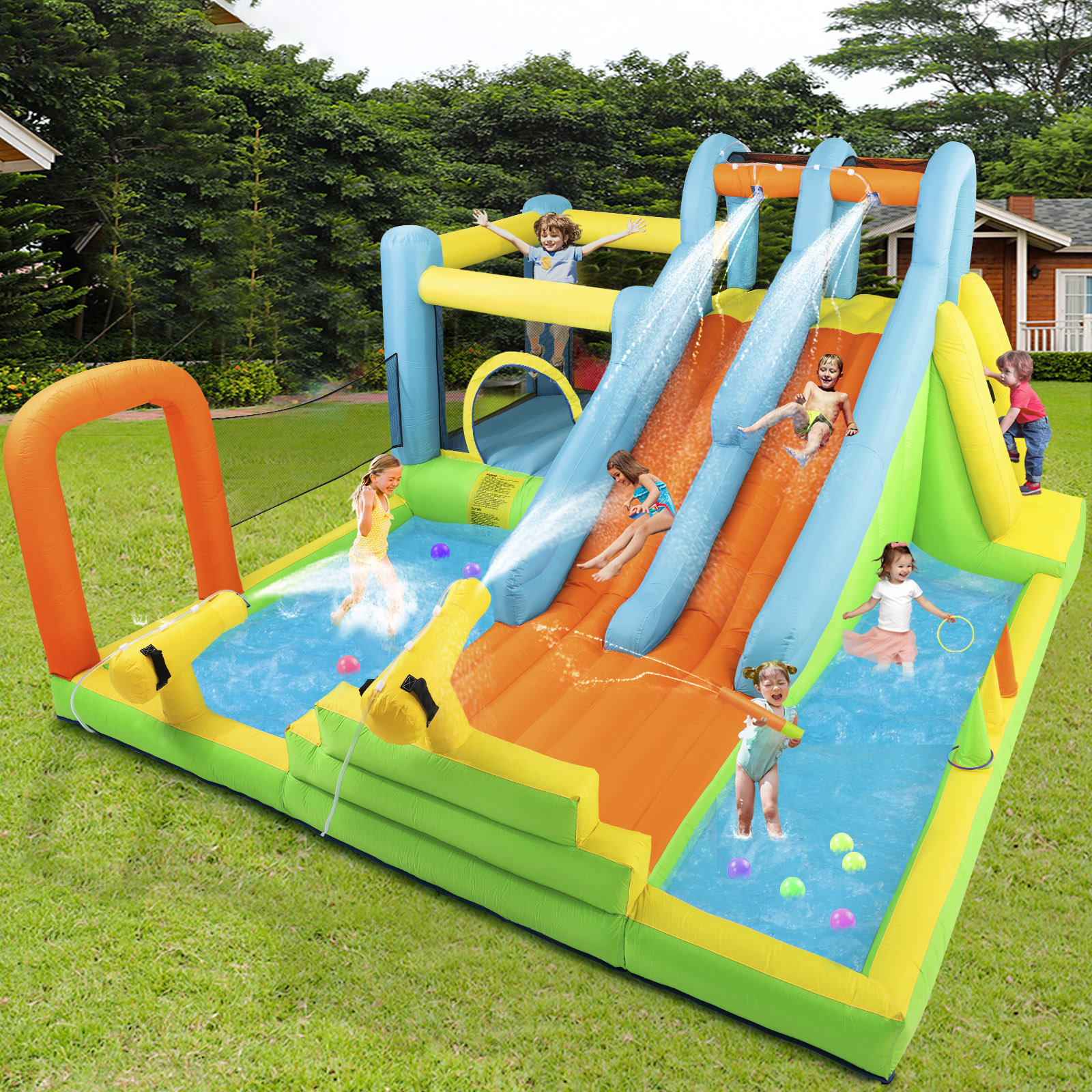 cosvalve Joyldias 550w 7 In 1 Double Slides Bouncer Castle Playhouse ...