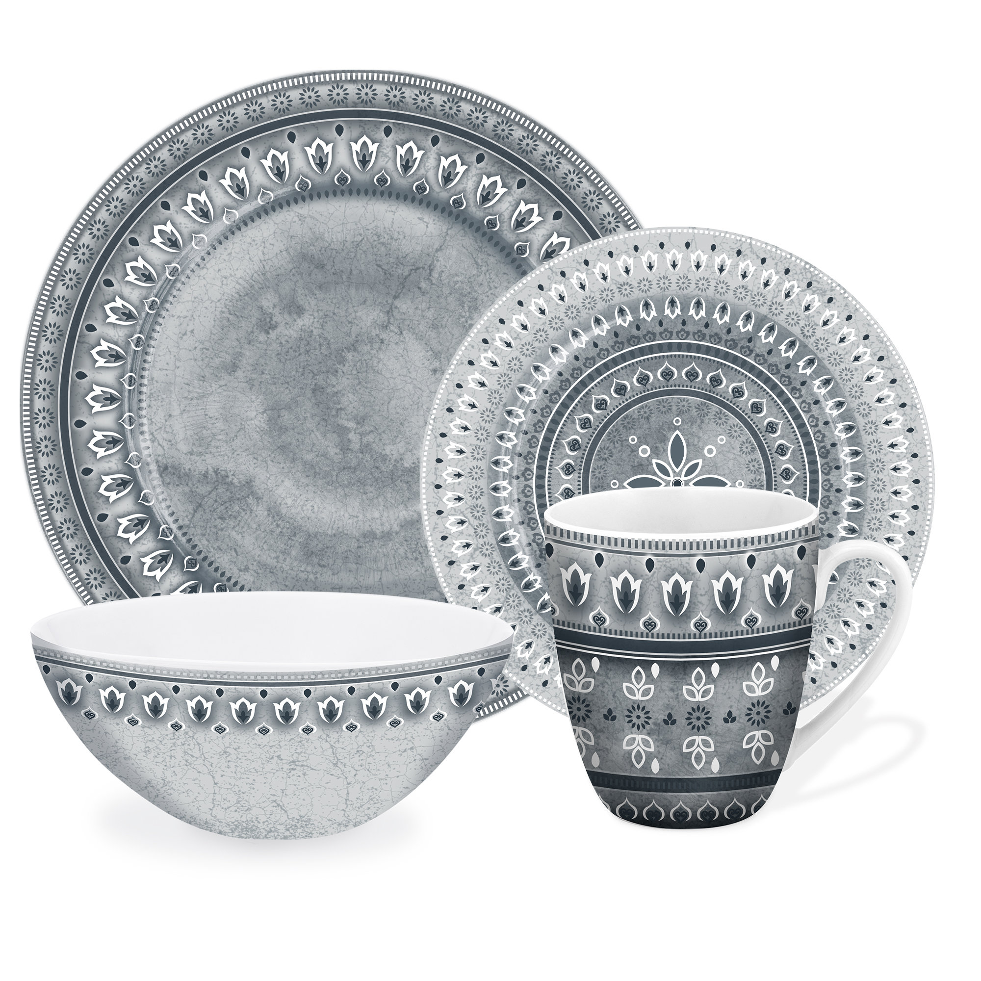 Safdie & Co. Inc. Premium Porcelain Dinnerware 16-Piece Set Santa Fe ...