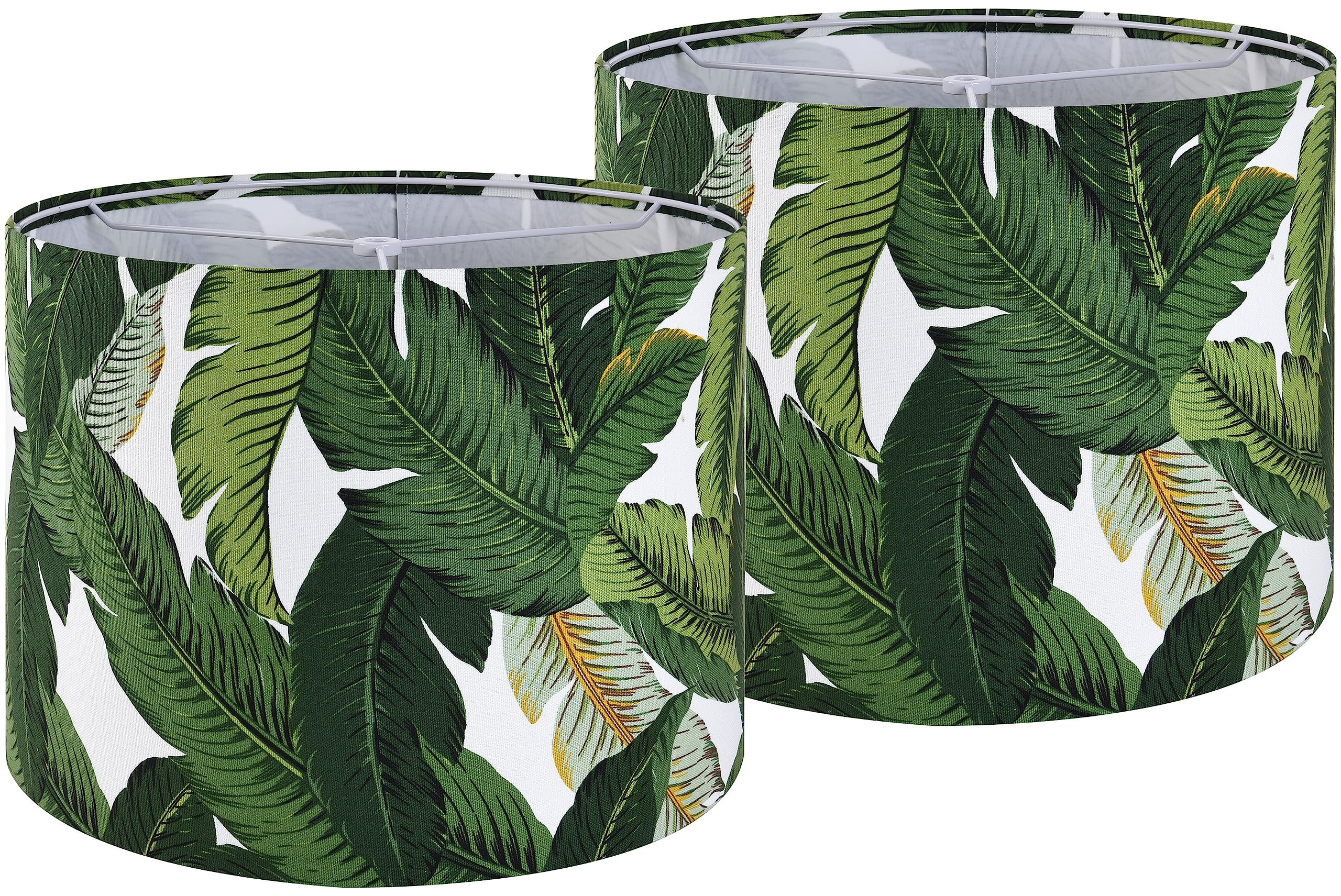 Bayou Breeze Set Of 2 Tropical Lamp Shades - Natural Linen Drum ...